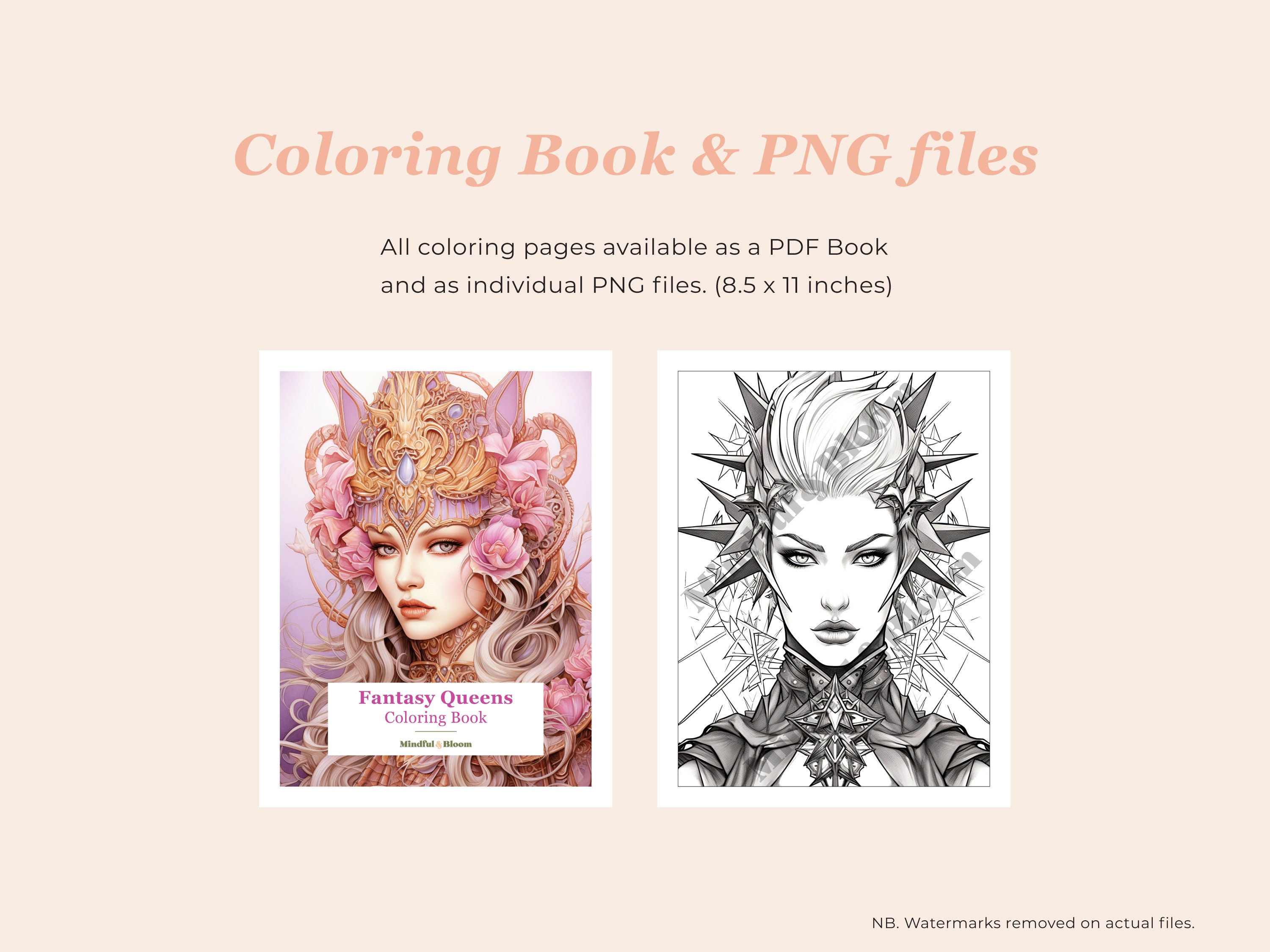 Printable Mindfulness Coloring Book Fantasy Queens 30 - Etsy