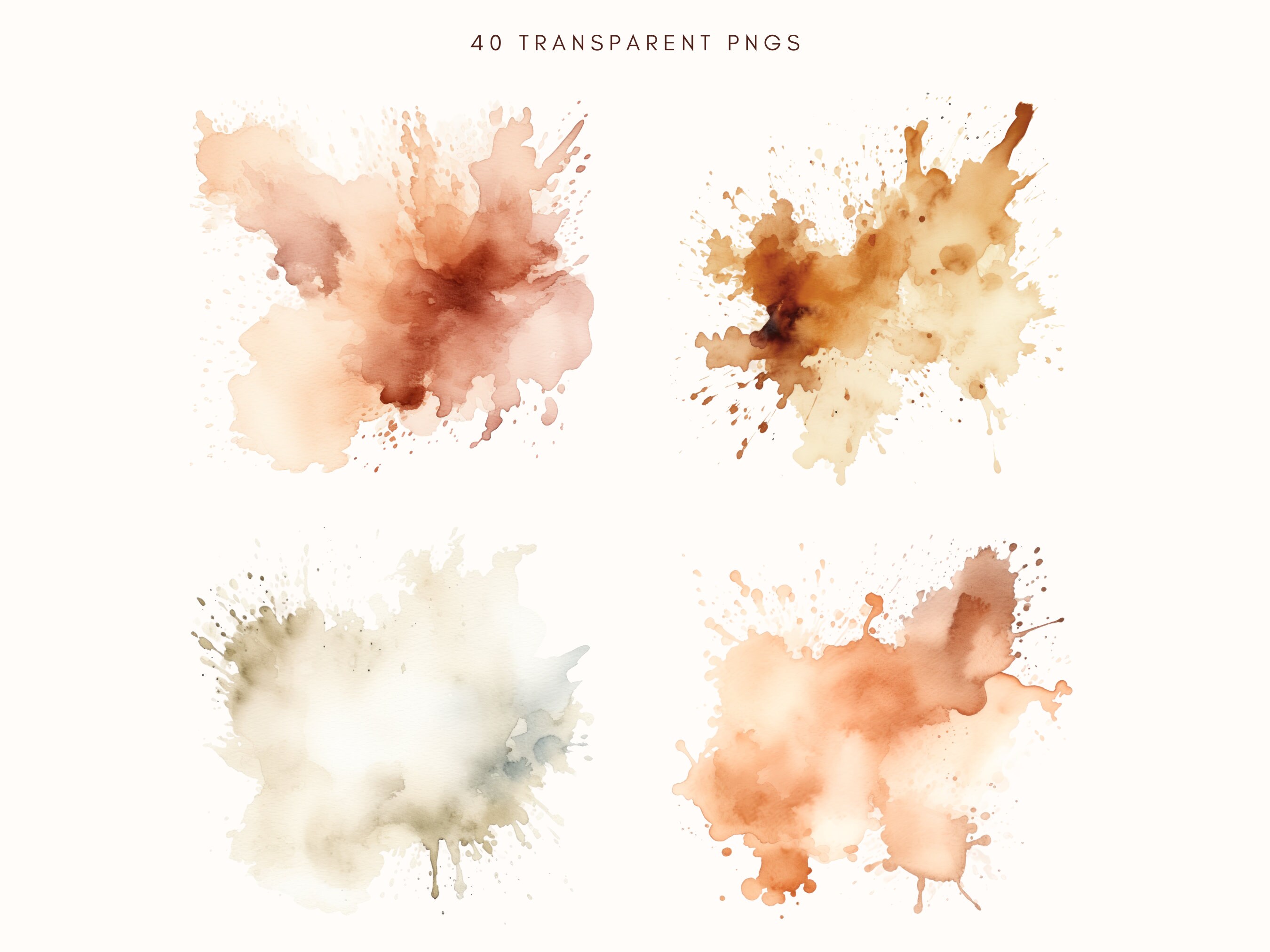 Neutral Watercolor Splash Clipart Splatter Brown Textures Backgrounds ...