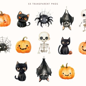 Watercolor Halloween Clipart Bundle | Cute Happy Halloween Clip Art ...