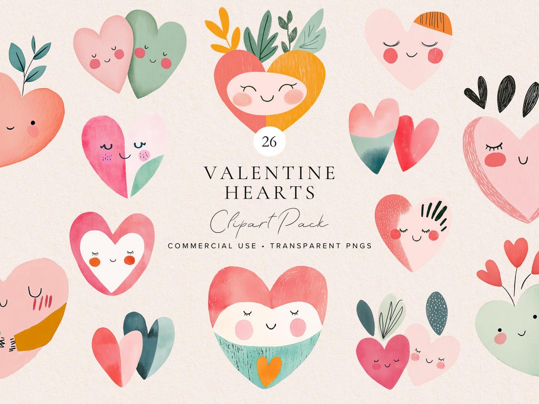 Valentine Hearts Clipart | Double Heart PNG | Valentine's Day Clipart ...