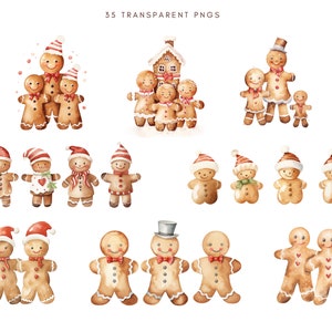Christmas Gingerbread Cookie Clipart Bundle | Watercolor PNG | Cute ...