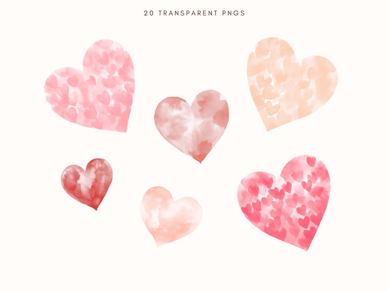Watercolor Boho Heart Clipart Valentines Clip Art Valentine Love Hearts ...
