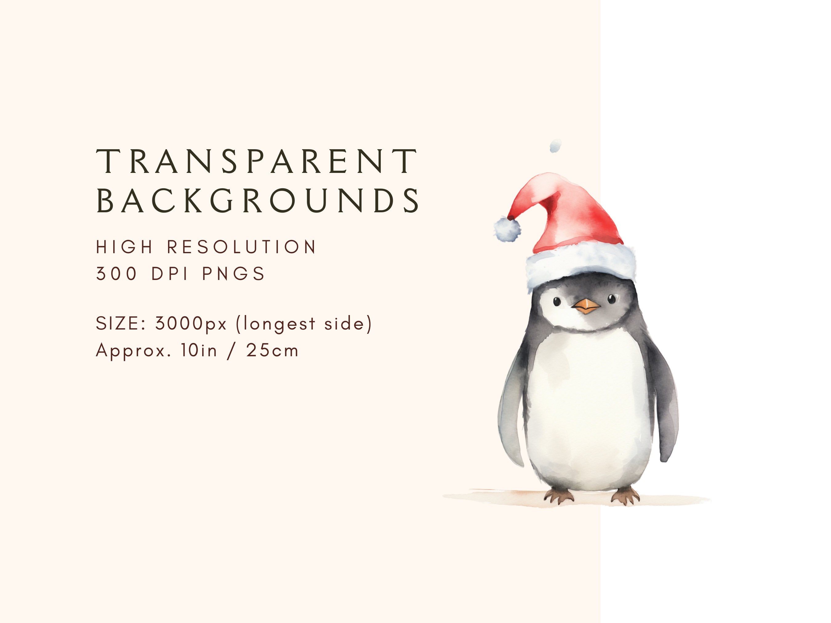 Christmas Animals Watercolor Clipart Animals With Santa Hat - Etsy