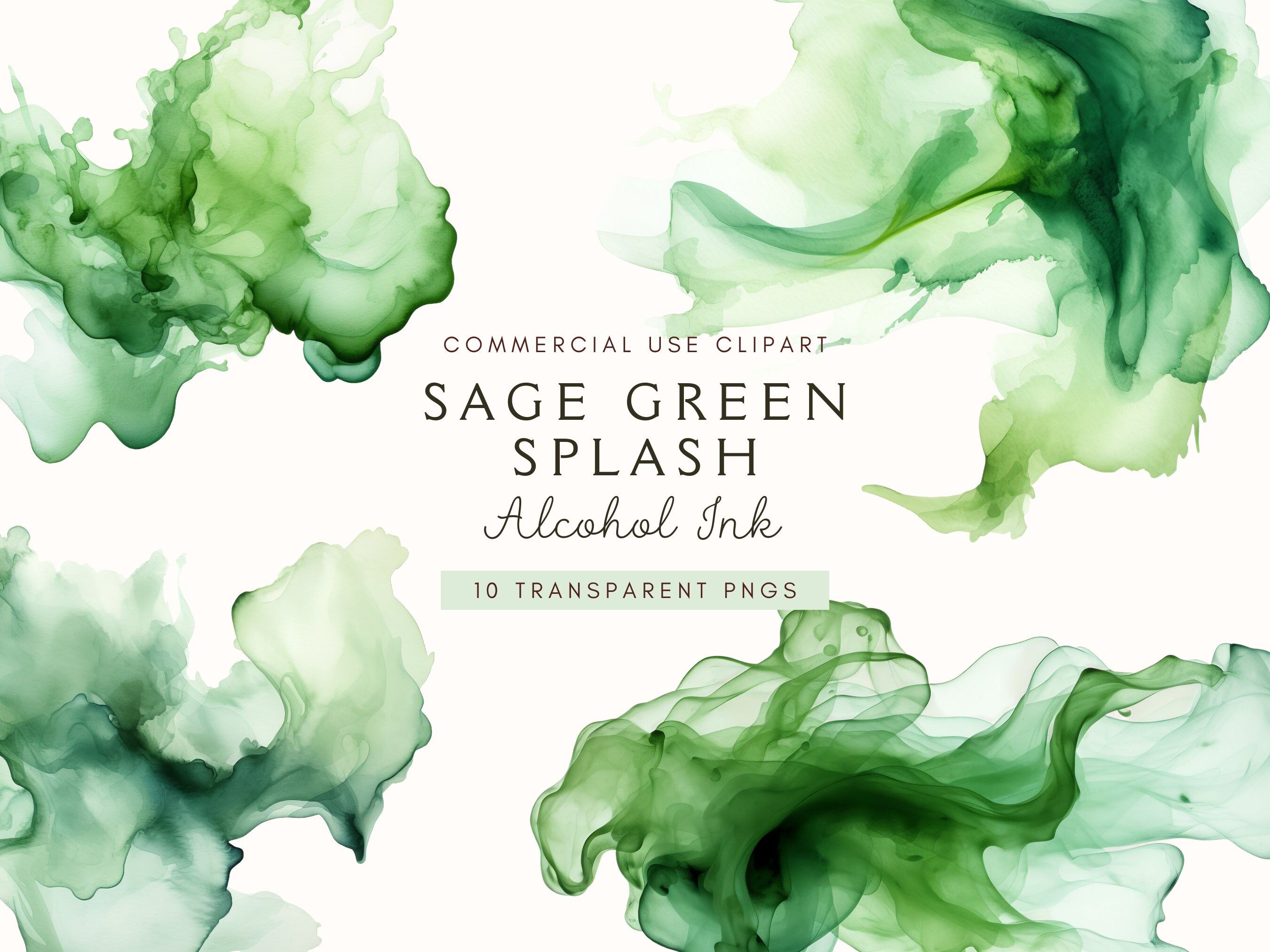 Sage Green Color Splash Clipart Brush Strokes Abstract Clip Art Alcohol ...