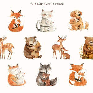 Mama & Baby Animal Clipart | Baby Animals | Woodland Animals ...