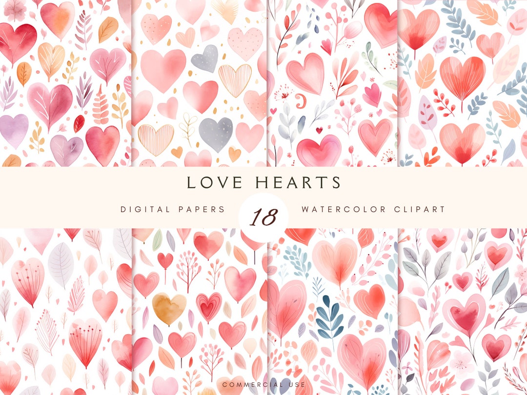 Sweet Heart Digital Paper | Digital Paper Pack | Scrapbook Paper ...
