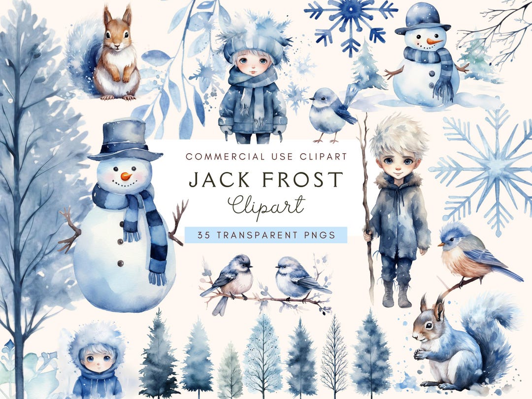 Jack Frost Clipart Set | Winter Snowman Snowflakes | Instant Download ...