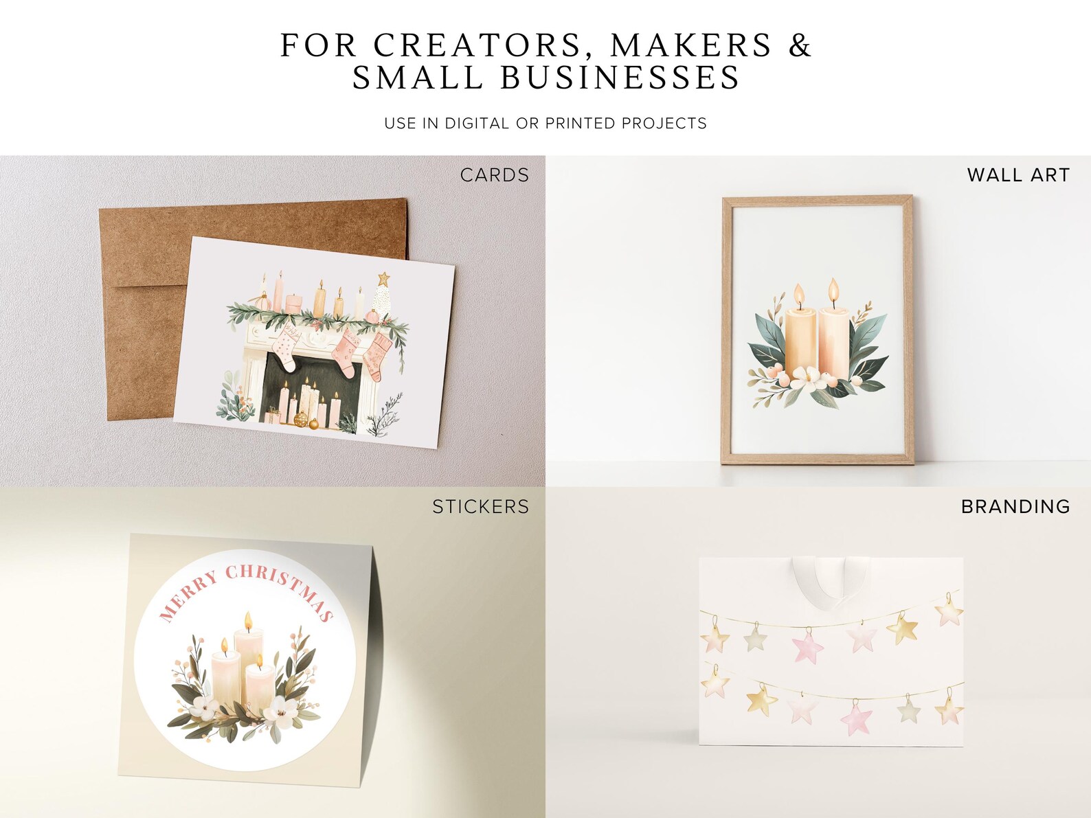 Christmas Cottage Clipart | Cozy Holiday PNG Set | Neutral Watercolor ...