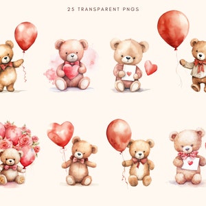 Red Valentine Bears | Teddy Bear Clipart | Valentines Bear Clipart ...