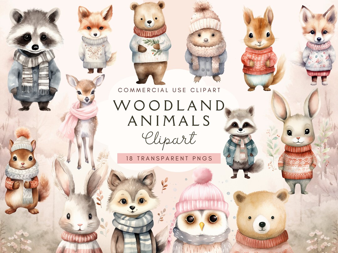 Boho Woodland Animal Clipart | Baby Shower | Watercolor Autumn Winter ...