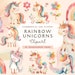 Pastel Unicorn Rainbow Clipart Digital Download Pastel Unicorns Rainbow ...