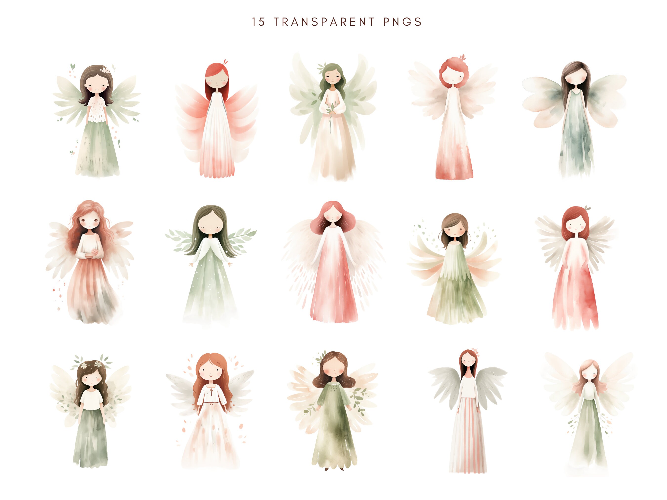 Watercolor Christmas Angel Clipart | Christmas Card | Cute Christmas ...