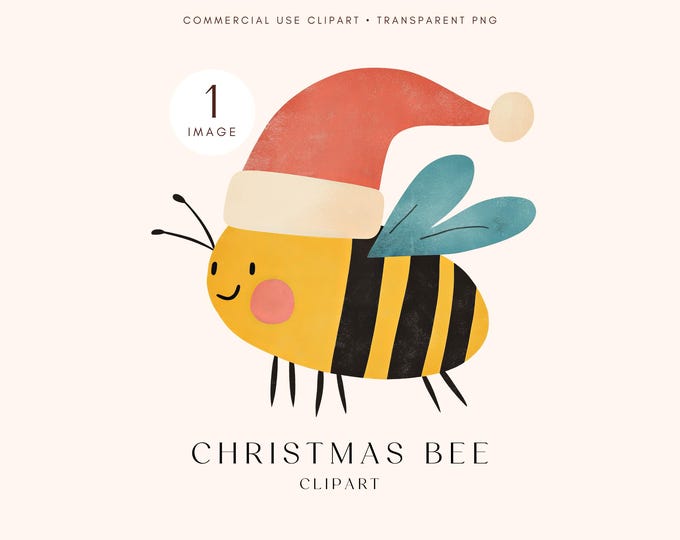Christmas Bee Clipart, Watercolor Cute Holiday Bees, Nursery Decor ...