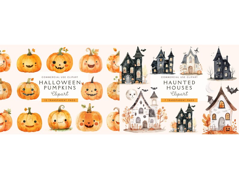 Halloween Clipart Mega Bundle | Watercolor Clip Art | Pumpkin PNG ...