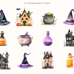 Watercolor Halloween Clipart Bundle | Cute Happy Halloween Clip Art ...