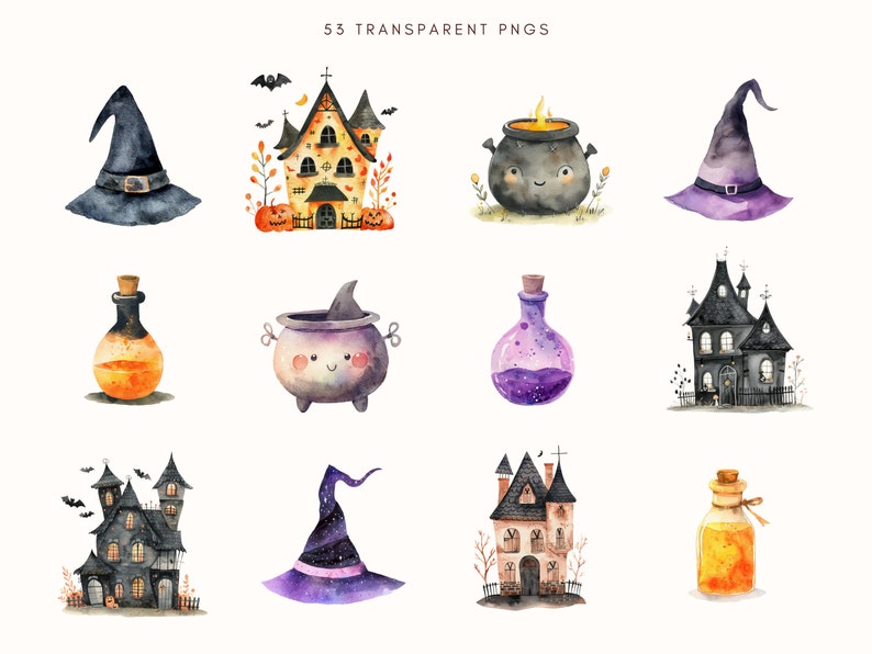Watercolor Halloween Clipart Bundle | Cute Happy Halloween Clip Art ...