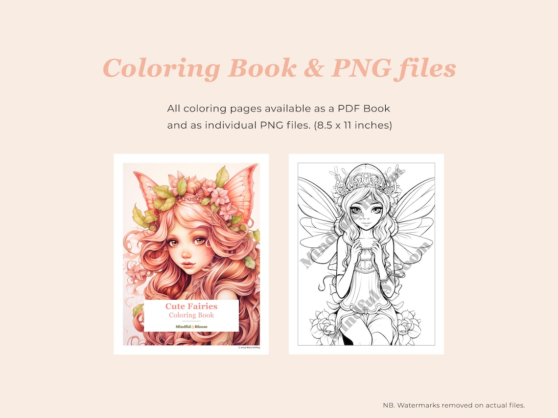 Printable Mindfulness Coloring Book Cute Fairies 30 Coloring Pages ...