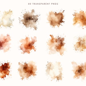Neutral Watercolor Splash Clipart | Splatter | Brown Textures ...