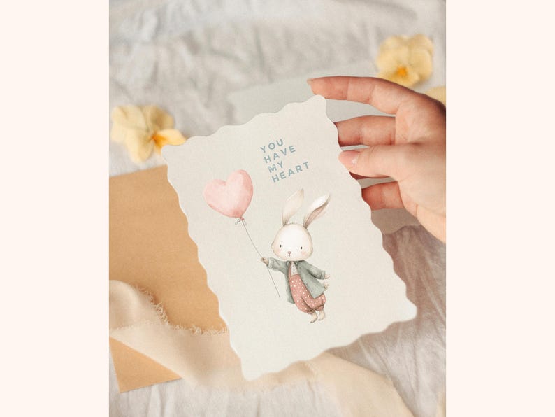 Rabbit With Heart Balloon PNG Clipart | Bunny Illustration | Valentine ...