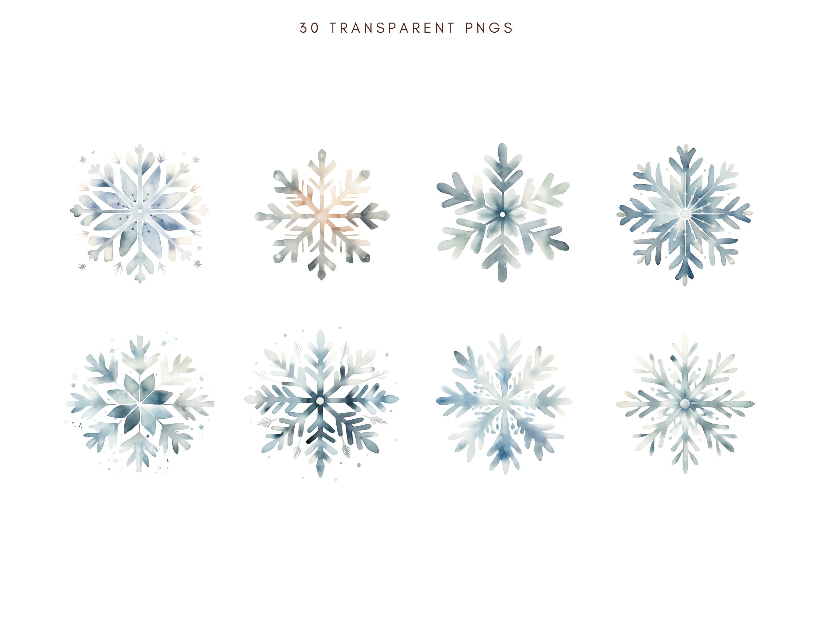 Snowflake Clipart Bundle | Watercolor Clipart | Snow Holiday Clipart ...