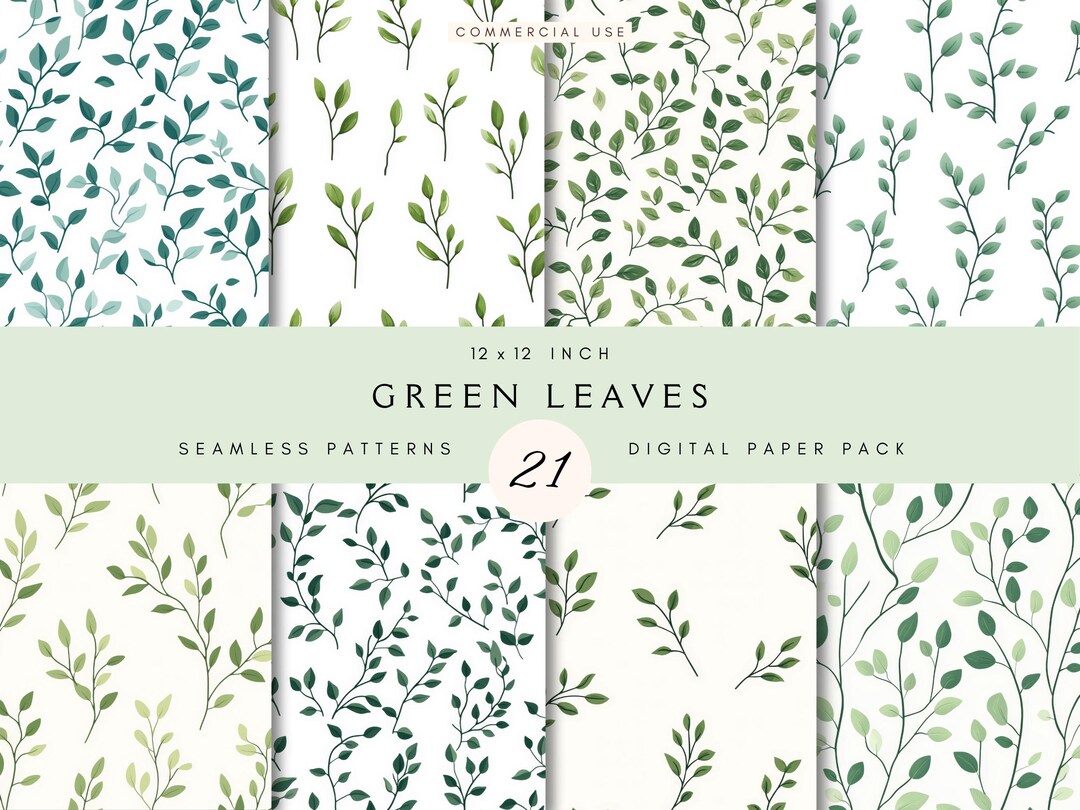 Greenery Seamless Paper Pattern | Green Leaves | Digital Paper ...