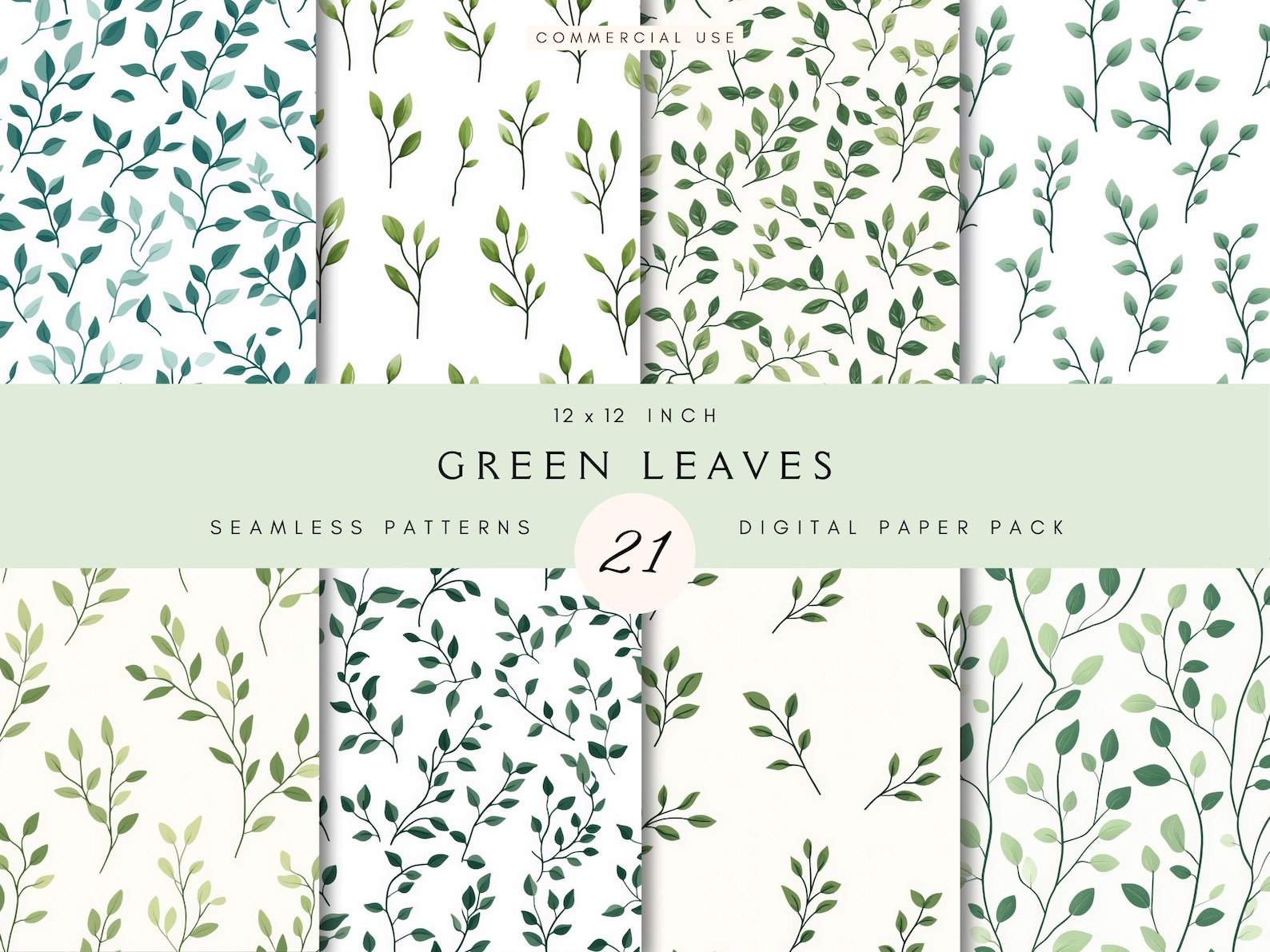 Greenery Seamless Paper Pattern | Green Leaves | Digital Paper ...