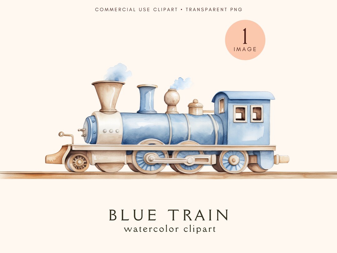 Watercolor Blue Train Kids Clipart | Baby Shower | Transparent Png ...