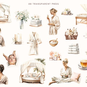 Spa Day Clipart | Self Care Clip Art | Watercolor | Planner Girl | Junk ...