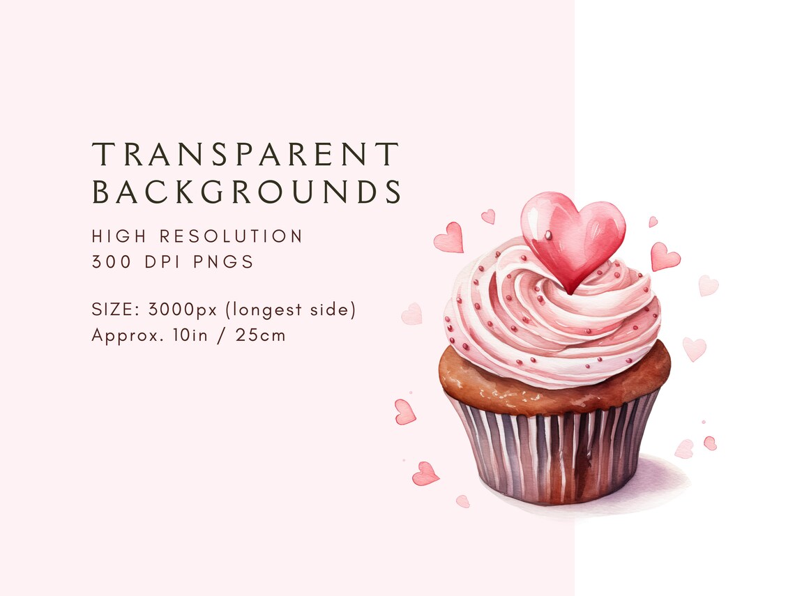 Valentine Cupcake Clipart | Watercolor Valentines Cupcakes Clip Art ...