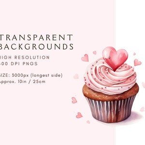 Valentine Cupcake Clipart | Watercolor Valentines Cupcakes Clip Art ...