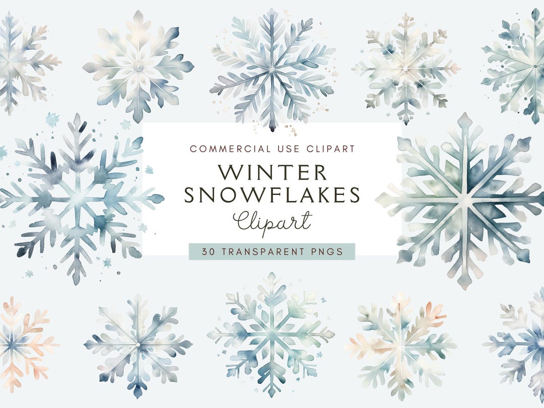 Snowflake Clipart Bundle | Watercolor Clipart | Snow Holiday Clipart ...