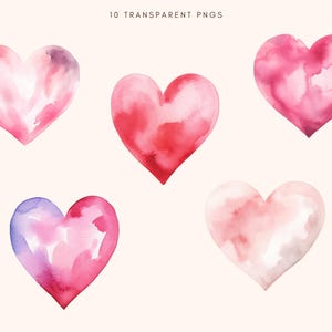 Watercolor Hearts Clipart | Valentines Day | Scrapbook | Wedding Clip ...
