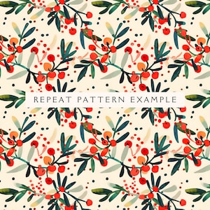Modern Christmas Holly Berries | Seamless Background Pattern ...