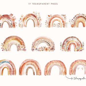 Boho Rainbow Florals Clipart | Commercial Use | Watercolor Boho Clip ...