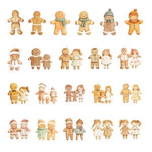 Gingerbread Family Clipart | Watercolor PNG Files for Crafts ...