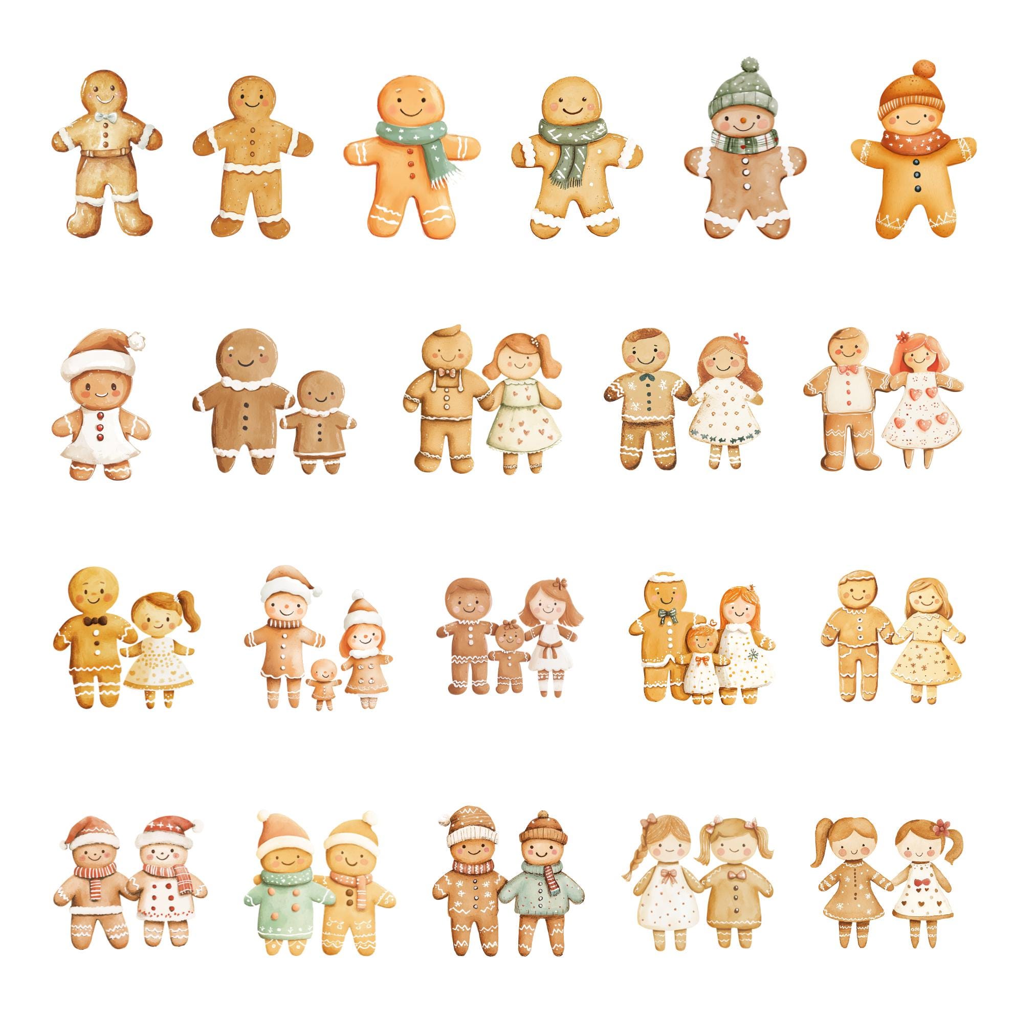Gingerbread Family Clipart | Watercolor PNG Files for Crafts ...