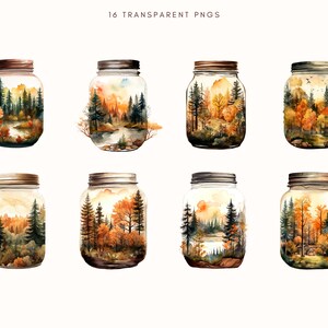 Autumn in a Jar Clipart | Forest Mason Jars | Fall Season | Commercial ...