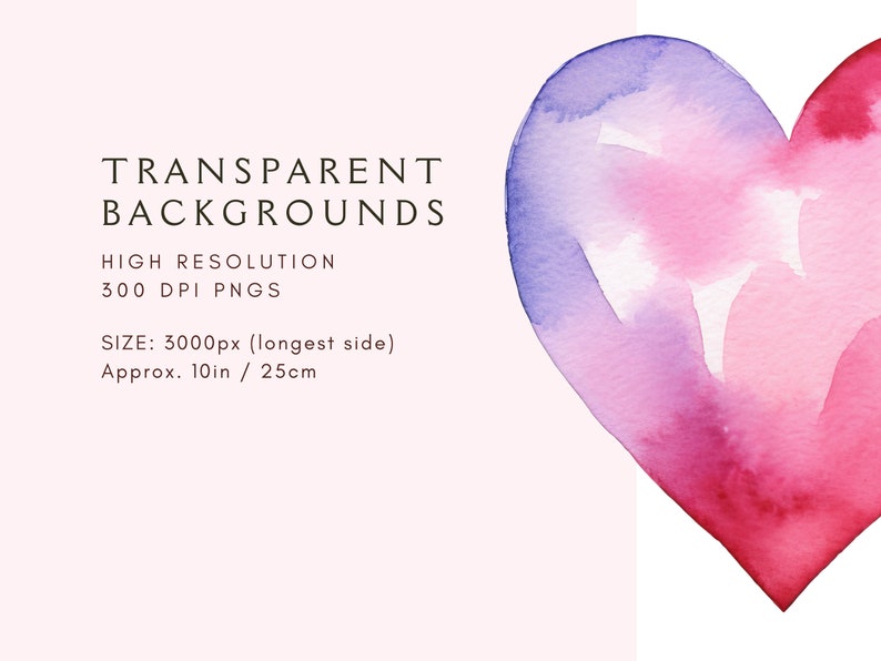 Watercolor Hearts Clipart Valentines Day Scrapbook Wedding Clip Art ...