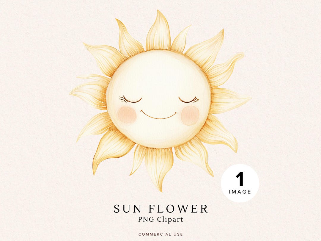 Watercolor Sun Clipart | Happy Sun Clipart | Digital Download | Sun PNG ...