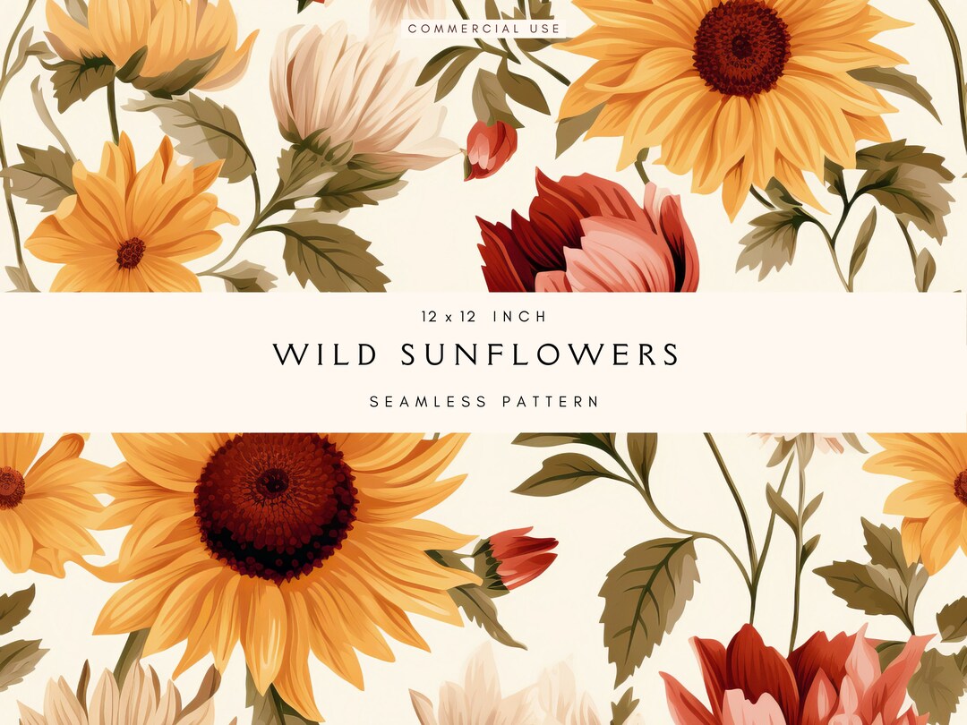 Sunflowers Seamless Pattern | Repeat Pattern | Repeating File | Yellow ...