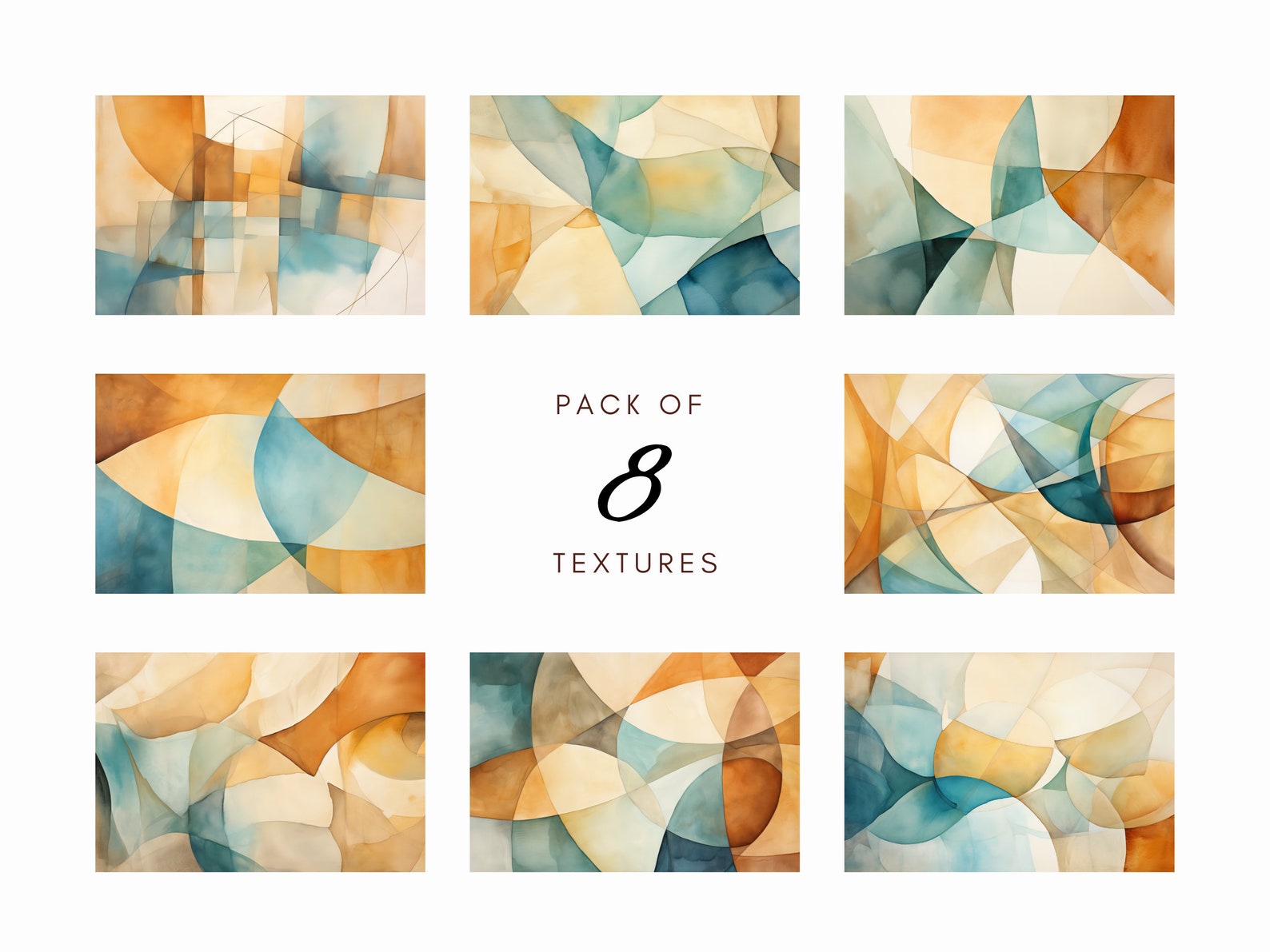 Watercolour Pattern Pack Tan & Teal Clipart, Texture Background ...