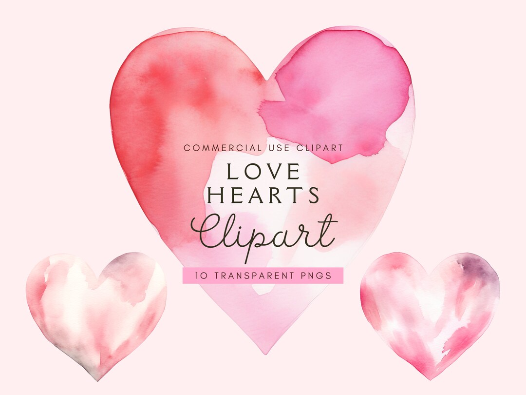 Watercolor Hearts Clipart Valentines Day Scrapbook Wedding Clip Art ...