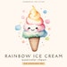 Rainbow Icecream Clipart | Ice Cream Clipart | Cute Kawaii Png ...