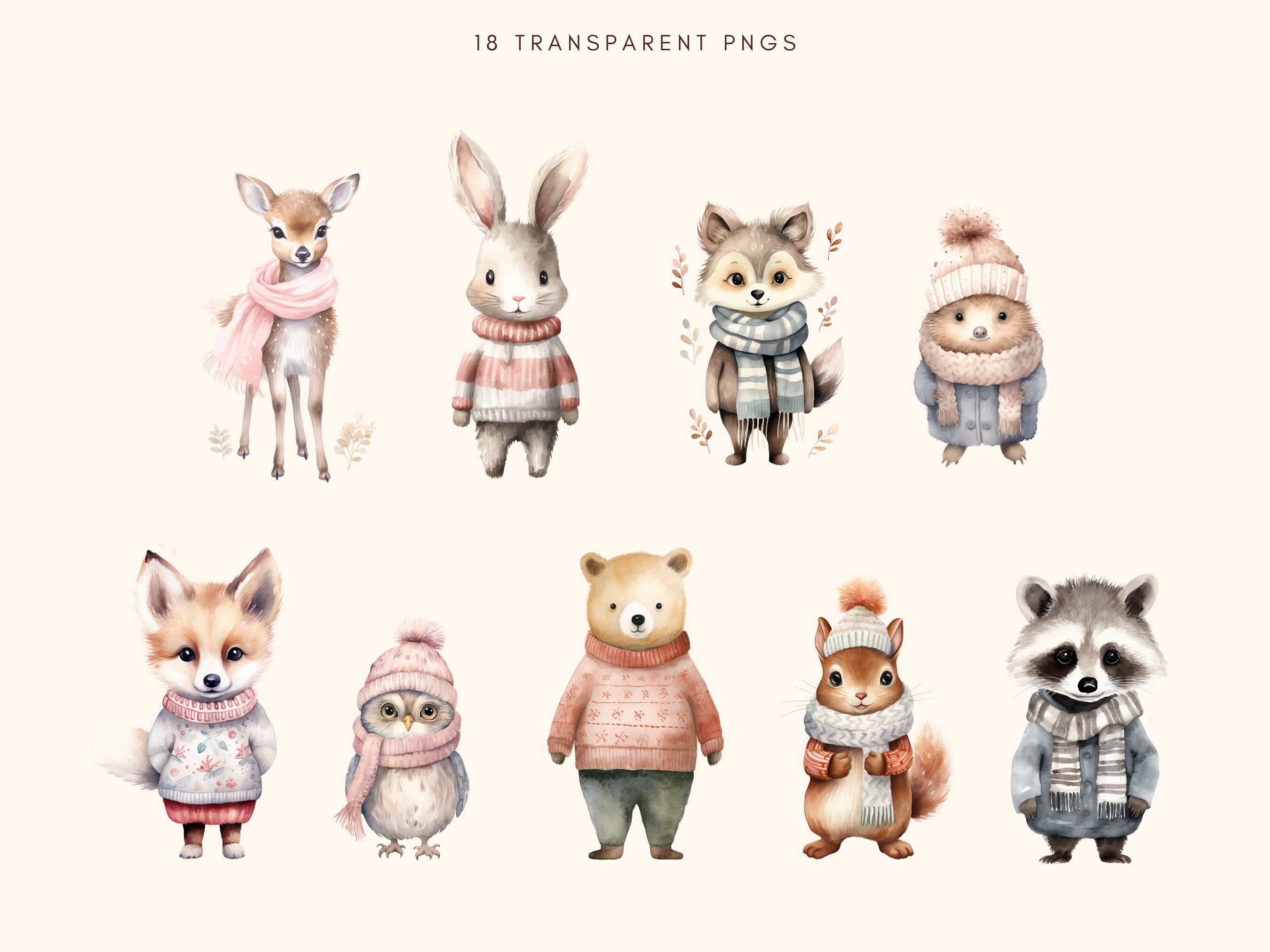 Boho Woodland Animal Clipart Baby Shower Watercolor Autumn Winter Kids ...