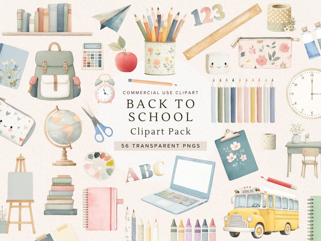 Pastel School Clipart | Back to School Graphics | Teacher Clipart ...