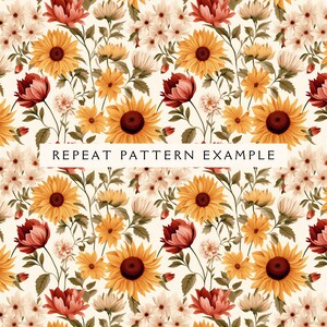 Sunflowers Seamless Pattern | Repeat Pattern | Repeating File | Yellow ...