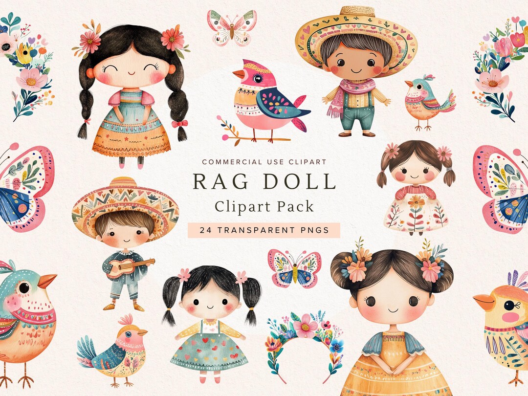 Rag Doll Clipart | Mexican Maria Rag Doll | Cute Character Graphics ...