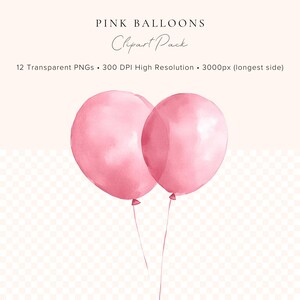 Watercolor Pink Balloon Clipart | Baby Shower | Birthday Decorations ...
