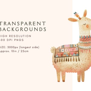 Baby Llama Clipart | Birthday Clip Art | Cute Animal Watercolor ...