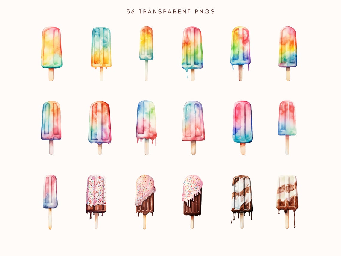 Watercolor Popsicles Clipart | Popsicle Graphics | Summer Clip Art ...